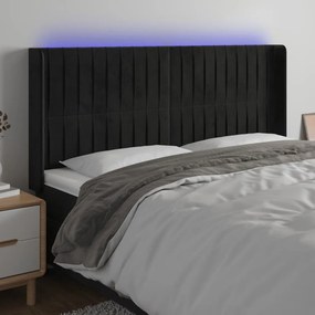 Čelo postele s LED černé 183 x 16 x 118/128 cm samet 3124348