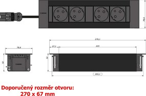 IBConnect Vestavná zásuvka INTRO černá - různé konfigurace Konfigurace elektrozásuvky: 3x230V