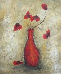 Zvadlé červené květy - 120 x 90 cm