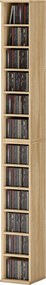 HOMCOM sada s 2 CD a DVD regály s 12 přihrádkami, nastavitelné police, 21x22,5x88,5 cm, dub