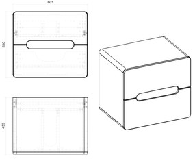 Koupelnová závěsná skříňka pod umyvadlo na desku BÁRA 60 cm
