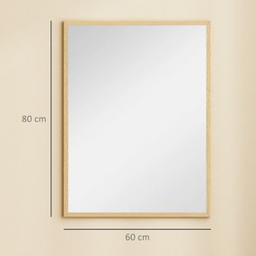HOMCOM obdélné zrcadlo 60 × 80 cm — rám z přírodního dřeva