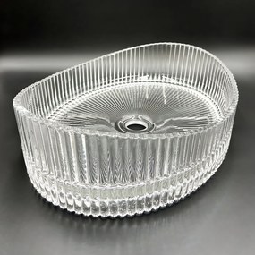 Rea Harper, skleněné umyvadlo na desku 500x370x140 mm, čirá, REA-U8525