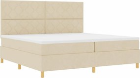 Postel s boxspringem s čelo Krémová 200 x 200 cm textil 3339726