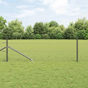 Hexagonální plot s podpěrou 25 x 0,8 m Ocel potažená PVC Šedá 3353234