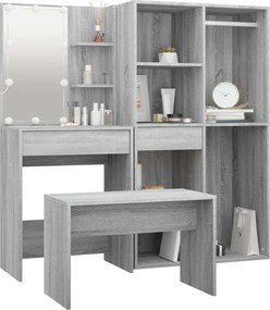 Toaletní stolek sada s LED šedý sonoma kompozitní dřevo 3114105