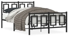 Kovový rám postele s hlavovým a nožním čelem černý 120 x 190 cm,  374256
