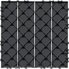 zámkové palubkové dlaždice 10 balení 30,5 × 30,5 cm plast pro verandu tmavě šedá