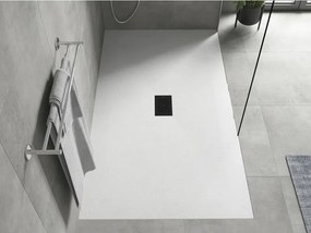 Mexen Hugo, obdélníková sprchová vanička SMC 180 x 100 cm, bílá, černá krytka, 42101018-B