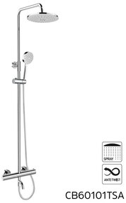 Mereo, Termostatická nástěnná vanová baterie s hadicí, ruční a talířovou kulatou sprchou slim 200 mm, CB60101TSC