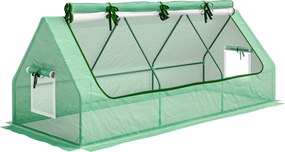 Fóliový skleník Outsunny mini s oknem ze síťoviny, odolný proti UV záření, PE fólie, 240 x 90 x 90 cm, ideální pro zahradnictví a pěstování | Aosom.de