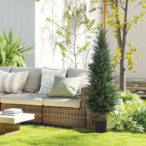 HOMCOM Velký Umělý Cypřiš 120 cm, Umělé Rostliny v Květináči, UV Odolný Umělý Cypřiš pro Dekoraci Obývacího pokoje, Ložnice, Kanceláře a Balkonu