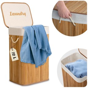Bambusový proutěný koš na prádlo s víkem 72 l Massido ekologický design