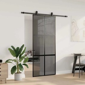 Posuvné dveře se sadou kování černé 90x205 cm Tvrzené sklo 3375827