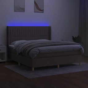 Box spring postel s matrací a LED taupe 160x200 cm textil 3139049