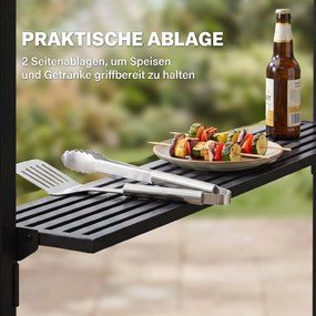 Outsunny Altánek na gril s ohnivzdornou střechou, BBQ altánek se 2 policemi, 2,5 x 1,5 m, ocelový, PC, Černá + Hnědá