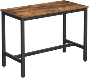 Barový stůl, stabilní vysoký barový pult 120x60x90 cm, hnědo-černý