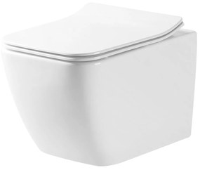 Závěsná WC mísa se SoftClose sedátkem REA MARTIN SLIM RIMLESS, bílá Barva: Bílá, kód produktu: , rozměry (mm): 510x365x350