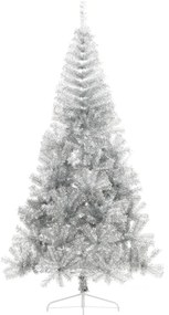 344698 vidaXL Umělý poloviční vánoční stromek se stojanem stříbrný 210 cm PET