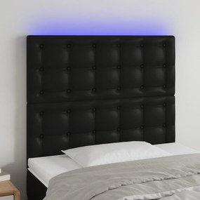 Čelo postele s LED černé 100x5x118/128 cm umělá kůže 3122508