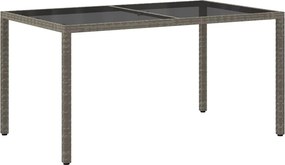 Zahradní stůl 150 x 90 x 75 cm tvrzené sklo a polyratan šedý 316708