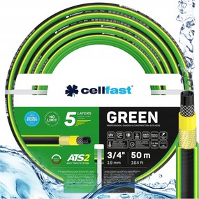 Zahradní Hadice 3/4" 50 m Silná Cellfast 5-VRSTEV Elastická Odolná Green ATS2