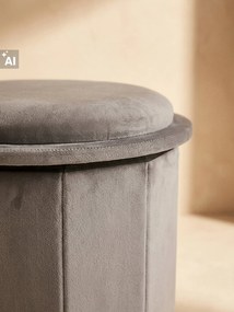 Sinsay - Sametový puf-stolek s úložným prostorem - šedá