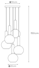 Lucide 45402/15/30 - Lustr na lanku MARIUS 5xE27/40W/230V černá