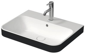 Duravit Happy D.2 Plus - Umyvadlová mísa broušená, 60x46 cm, bez otvoru pro baterii, antracit matná a bílá, 2360606160