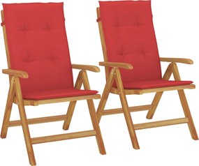 Skládací polohovací křesla s polštáři 2 ks, masivní teak 3196439