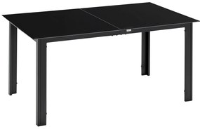 Zahradní stůl Outsunny pro 6 osob, jídelní stůl se skleněnou deskou, 150 x 90 x 74 cm, černý stůl na zahradu a balkon | Aosom.de