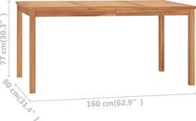vidaXL Zahradní jídelní stůl 160 x 80 x 77 cm masivní teakové dřevo [315620]