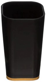 Sada koupelnových doplňků Natureo Black, černá/s dřevěnými prvky