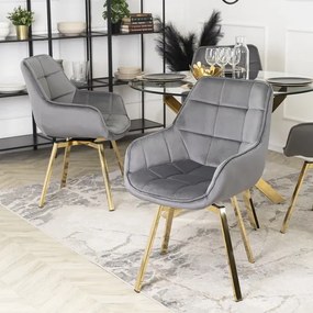 Designová otočná jídelní židle Novara šedá velur