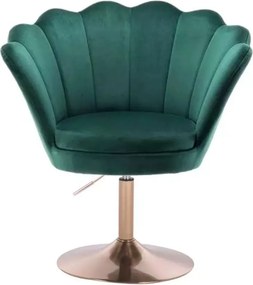 LuxuryForm DESIGN Otočné křeslo FREY VELUR na zlatém talíři - zelené