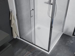 Mexen Apia posuvný sprchový kout 90 x 90 cm, 5mm sklo, chromový profil-čiré sklo + slim sprchová vanička 5cm, 840-090-090-01-00-4010