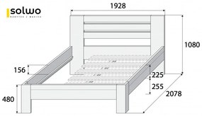 Masivní postel TANGO - Solwo Design Dřevo a odstín oleje: BUK Cink - Olej odstín BO104, Rozměr spací plochy: 160x200