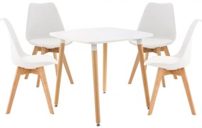 Jídelní souprava židlí a stolu Liborg  (SET 4+1), bílá