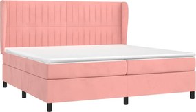 Box spring postel s matrací růžová 200x200 cm samet 3129356
