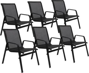TRENDIE Zahradní židle sada 6ks černé