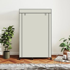 HOMCOM textilní šatní skříň s tyčí na ramínka a otevřenými policemi, 103 × 43 × 162,5 cm — krémová