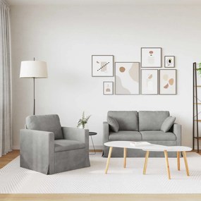 Set pohovek 2 ks Světle šedá samet 3407507