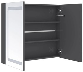 vidaXL Marketos LED koupelnová skříňka se zrcadlem zářivě šedá 80 x 12 x 68 cm