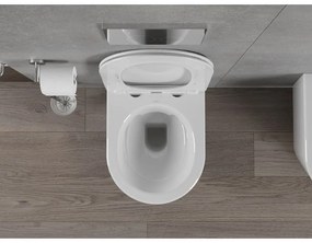 Mexen Rico Rimless mísa závěsná se sedátkem volně-padajícím SLIM, 48 x 35 cm, bílá, 30720400