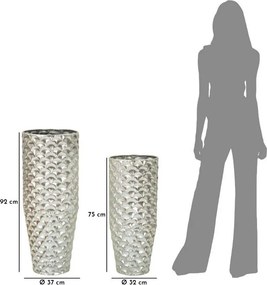 Kovové vysoké vázy v sadě 2 ks ve stříbrné barvě (výška 92 cm) Silvy – Mauro Ferretti