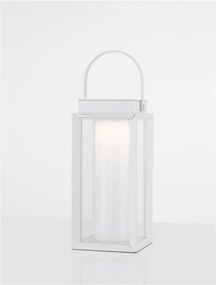 NV 9002861 Venkovní stolní lampa VERHAAL bílý hliník a čiré sklo LED 2W 3000K 3,7V 360st. IP54 solární / USB kabel / vypínač na těle - NOVA LUCE