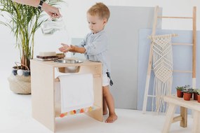 Dřevěná montessori koupelna pro děti - modrá