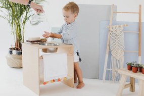 Dřevěná montessori koupelna pro děti - růžová