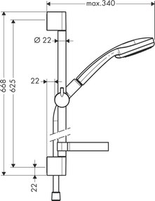Hansgrohe Croma 100, sprchová souprava Multi se sprchovou tyčí 65 cm a miskou na mýdlo, chromová, HAN-27775000