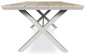 Zahradní stůl 180x100 deska polywood dekor světlý dub hliníková konstrukce béžová AZT-S1510 OAK